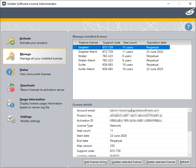 License Administrator functionality and version history – Golden ...